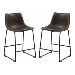 Home Square Armless Counter Height Stool in Two-Tone Brown and Black ...