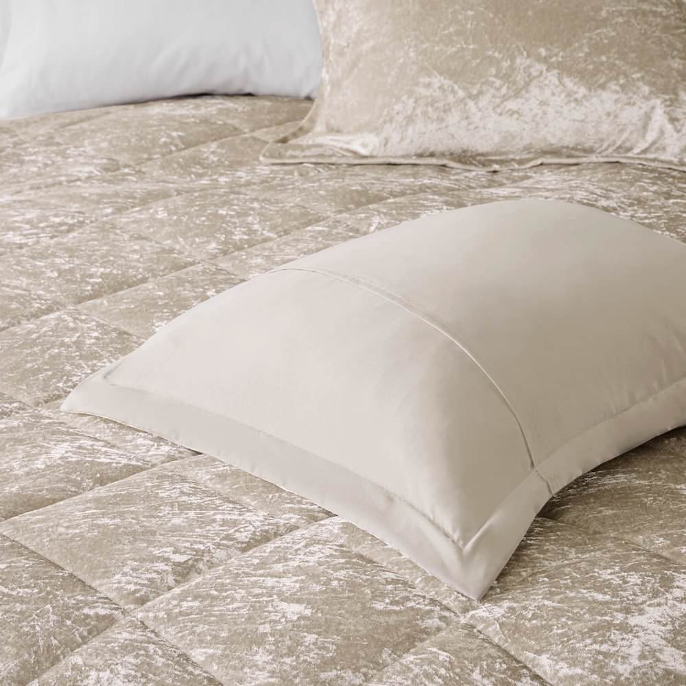 Felicia Velvet Comforter Set with Throw Pillow in Champagne Color, 36 ...