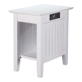Pemberly Row Transitional Wood Side Table with USB Charging Ports in ...