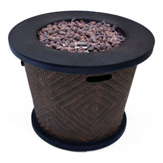 GDF Studio Elizabeth Outdoor 32" Circular 40,000 BTU Concrete Fire Pit ...