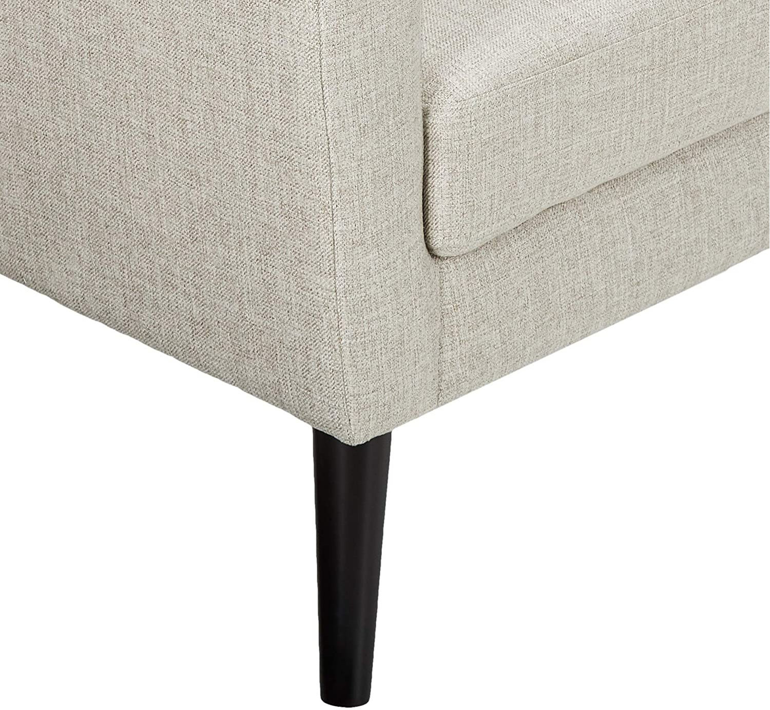 Beige Mid-Century Modern Club Chair, Angled Legs with Cushioned Seat ...