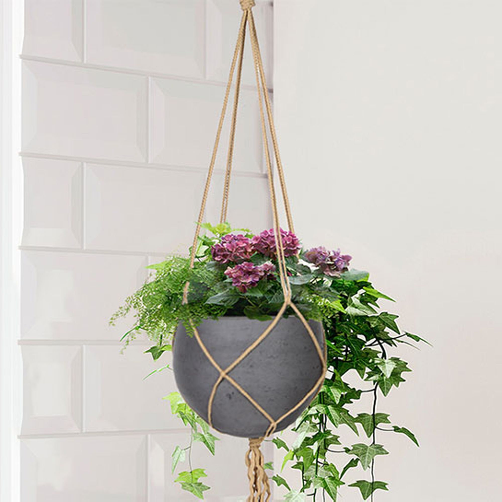 Patio 7" Wide Craft Small Hanging Pot With Netting - Beach Style ...