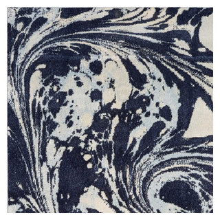 HomeRoots 5' x 7' Blue Paint Splash Indoor Area Rug - Contemporary ...