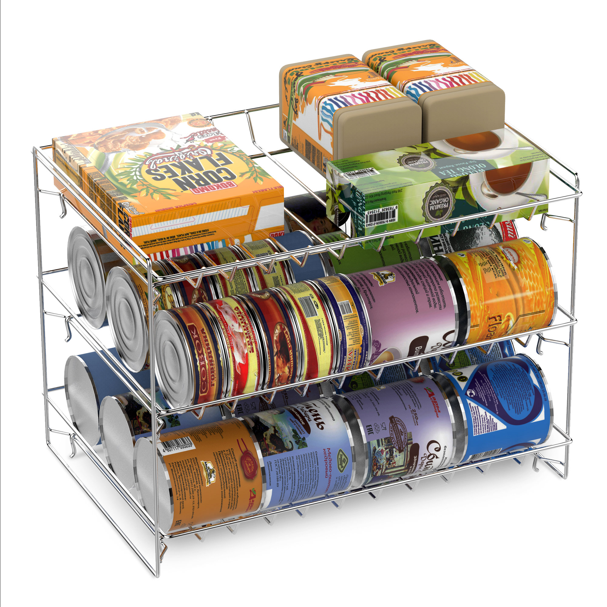 3-Tier Can Organizer, Dispenser Rack Holds up to 27 Cans - Modern ...