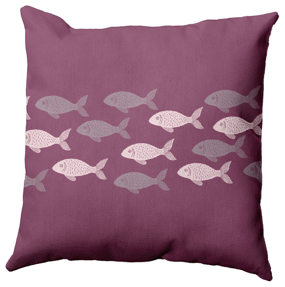 Fish Line, Animal Print Pillow, 20" x 20" - Beach Style - Decorative ...