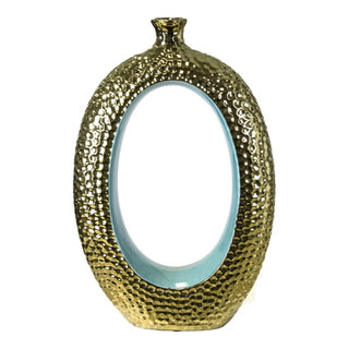 Dimpled Ceramic Vase, Gold - Contemporary - Vases - by Benzara Inc | Houzz
