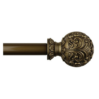 1" Scroll Ball Adjustable Curtain Rod, 28"-48" - Traditional - Curtain ...