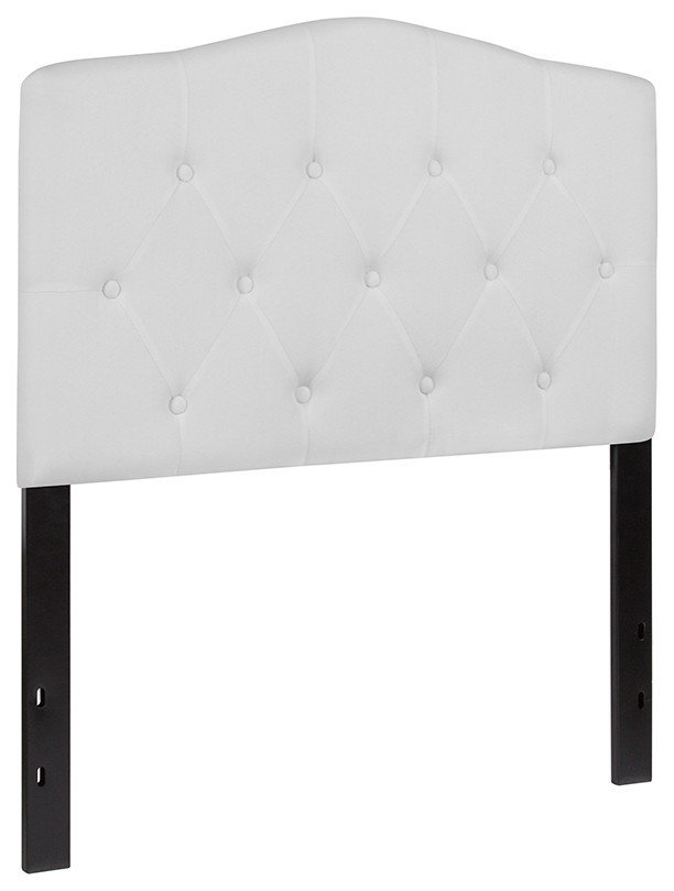 Cambridge Tufted Upholstered Twin Size Headboard, White Fabric ...