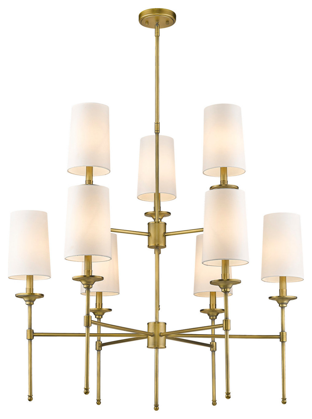 Emily Nine Light Chandelier, Rubbed Brass - Transitional - Chandeliers ...