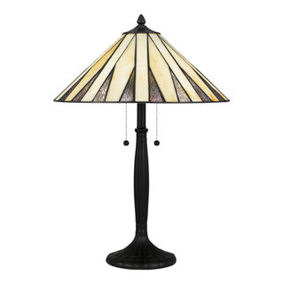 Luxury Cottagecore Tiffany Table Lamp, Matte Black, UQL7002 - Craftsman ...