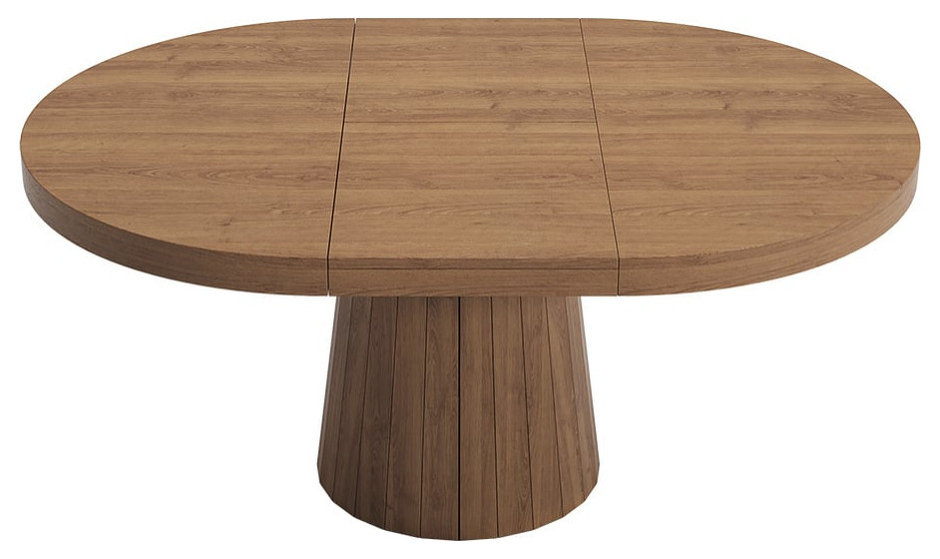 apandi Oval & Round Extendable Wood Dining Table, Walnut - Transitional ...