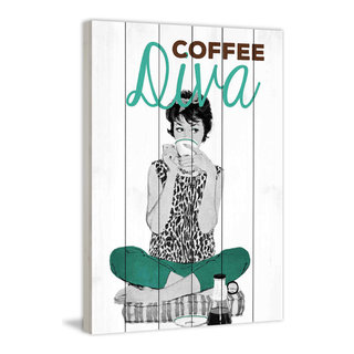 "Coffee Diva 3" Painting Print on White Wood, 40"x60" - Contemporary ...