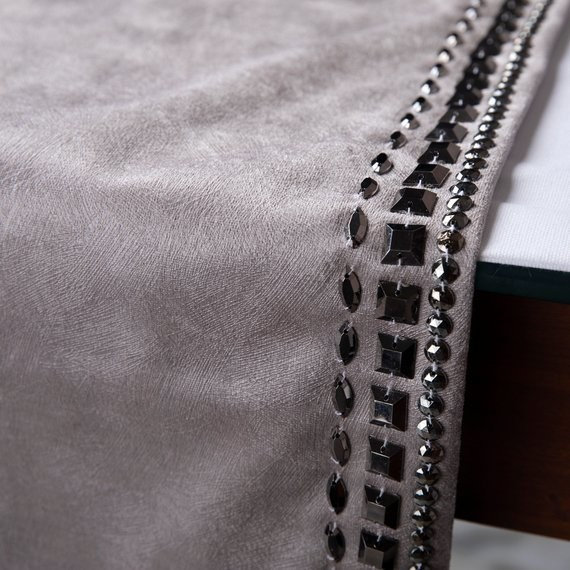 Designer Decorative Table Runners Silver, Gray, Leather, Crystals, 14 ...