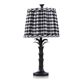 Dann Foley Lifestyle Polyres" Table Lamp, Black and White Checkered ...