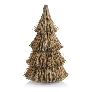 All Natural Abaca Rope Decorative Tree With Champagne Glitter Trim, 12 ...