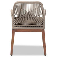 Jennifer Mid-Century Transitional Grey Woven Rope Mahogany Dining Arm ...