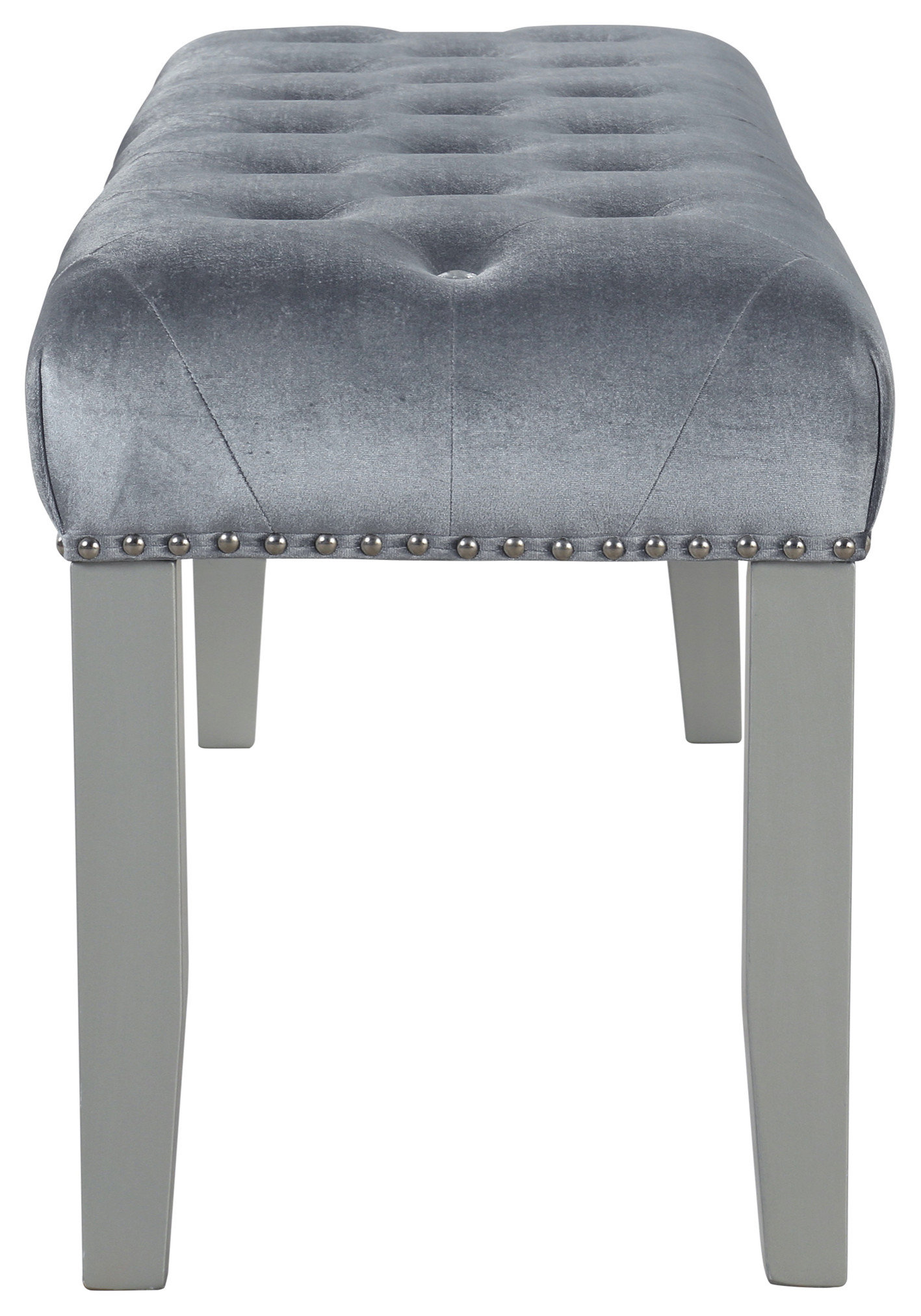 Geneva Silver Champagne Bench With Chrome Nailheads and Jewel Tufted ...