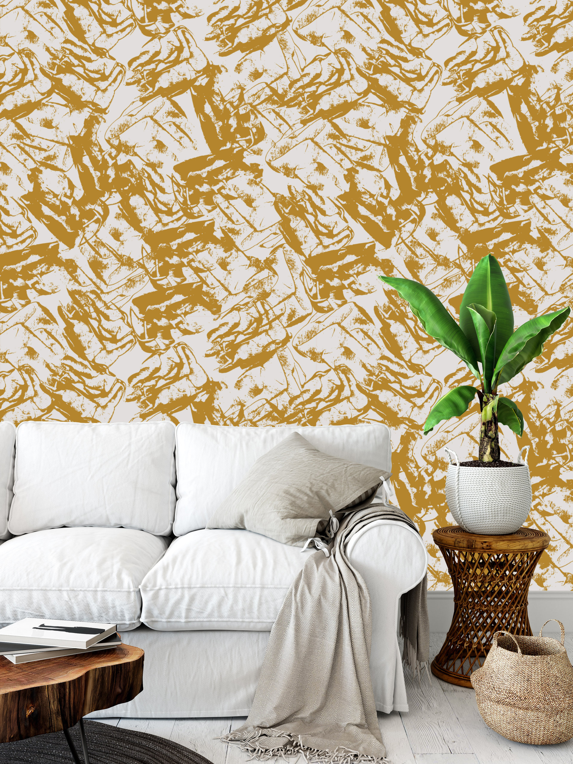 Abstract Touches Tan Wallpaper by Monor Designs, 24"x144 ...