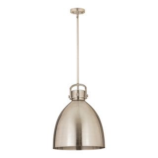 Newton Metal Bell 1 Light 16" Stem Hung Pendant - Transitional ...
