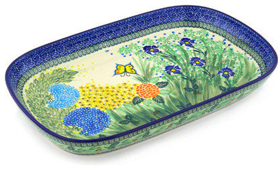 Polish Pottery 16" Stoneware Platter Hand-Decorated Design ...