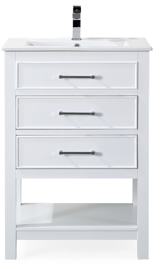 24" Aruzza Small Slim White Bathroom Vanity - Contemporary - Bathroom ...