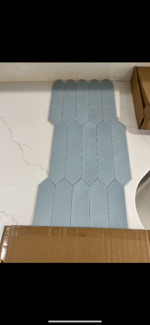Ideas for a color grout for blue picket tile backsplash at the beach