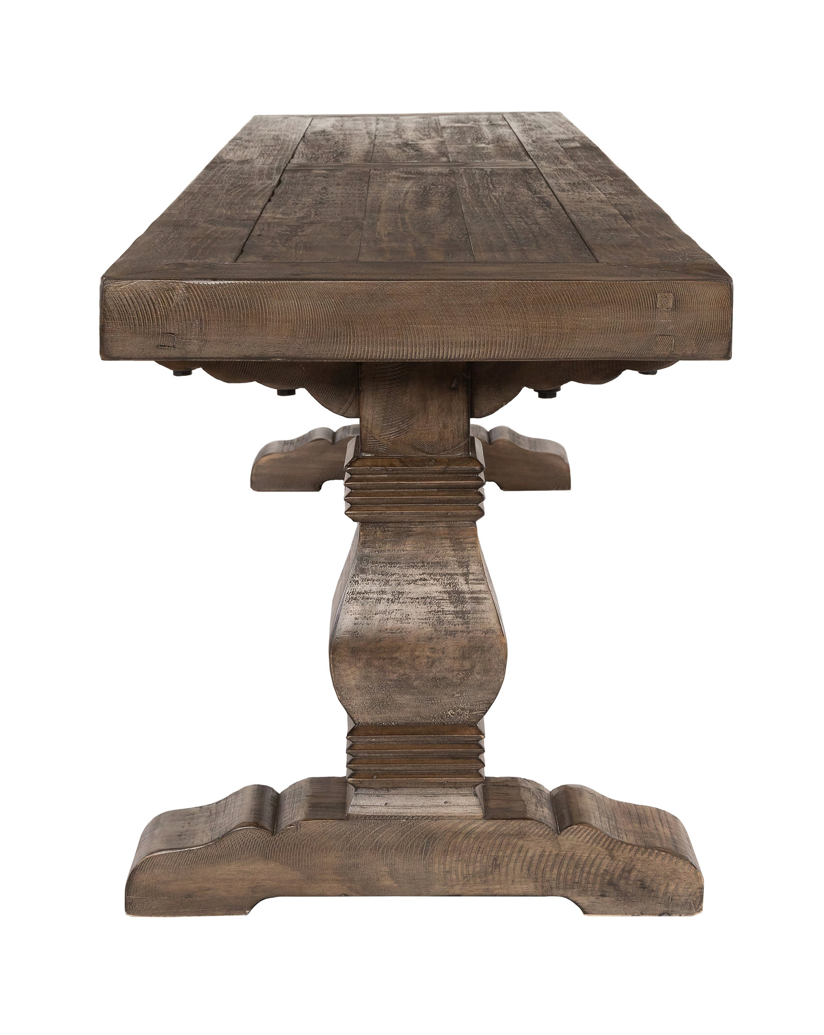 Benzara BM210608 66" Plank Top Wooden Bench With Pedestal Base, Brown ...