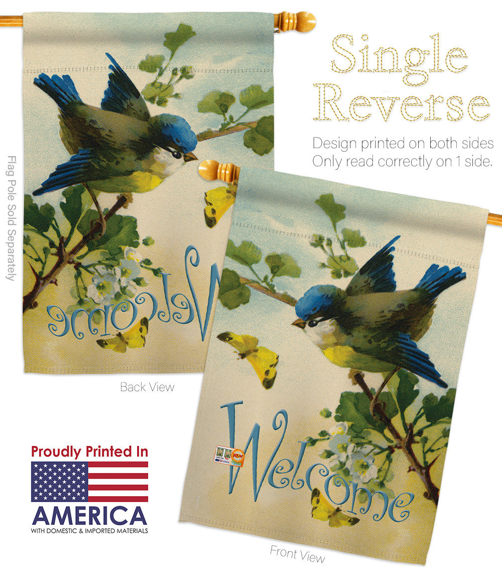 Welcome Birds Garden Friends Birds House Flag Set - Modern - Flags And ...