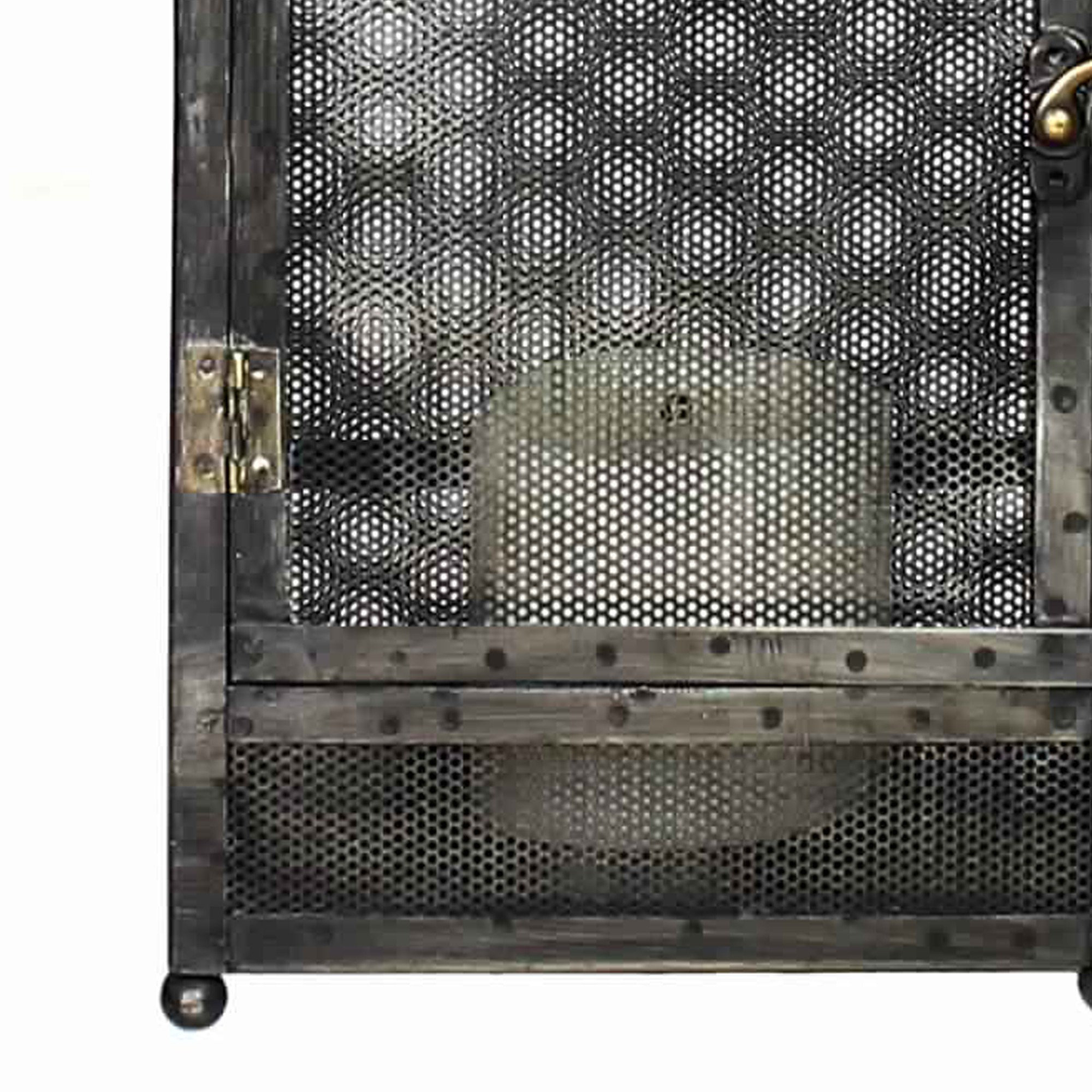 Mesh Design Metal Frame Lantern with Latch Lock, Small, Distressed Gray ...