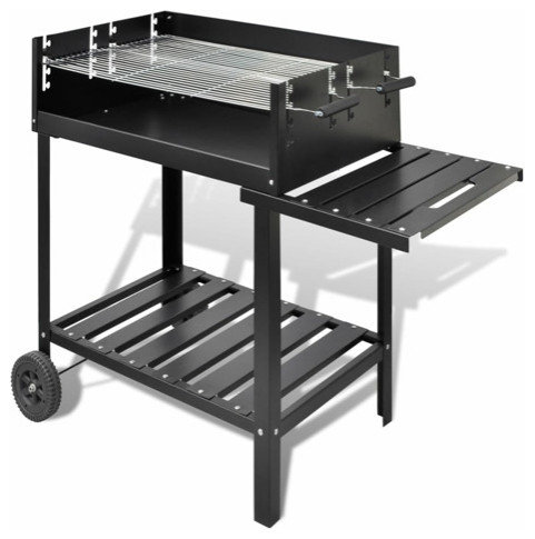 vidaXL BBQ Stand Charcoal Barbecue 2 Wheels Charcoal Barbecue Grill ...