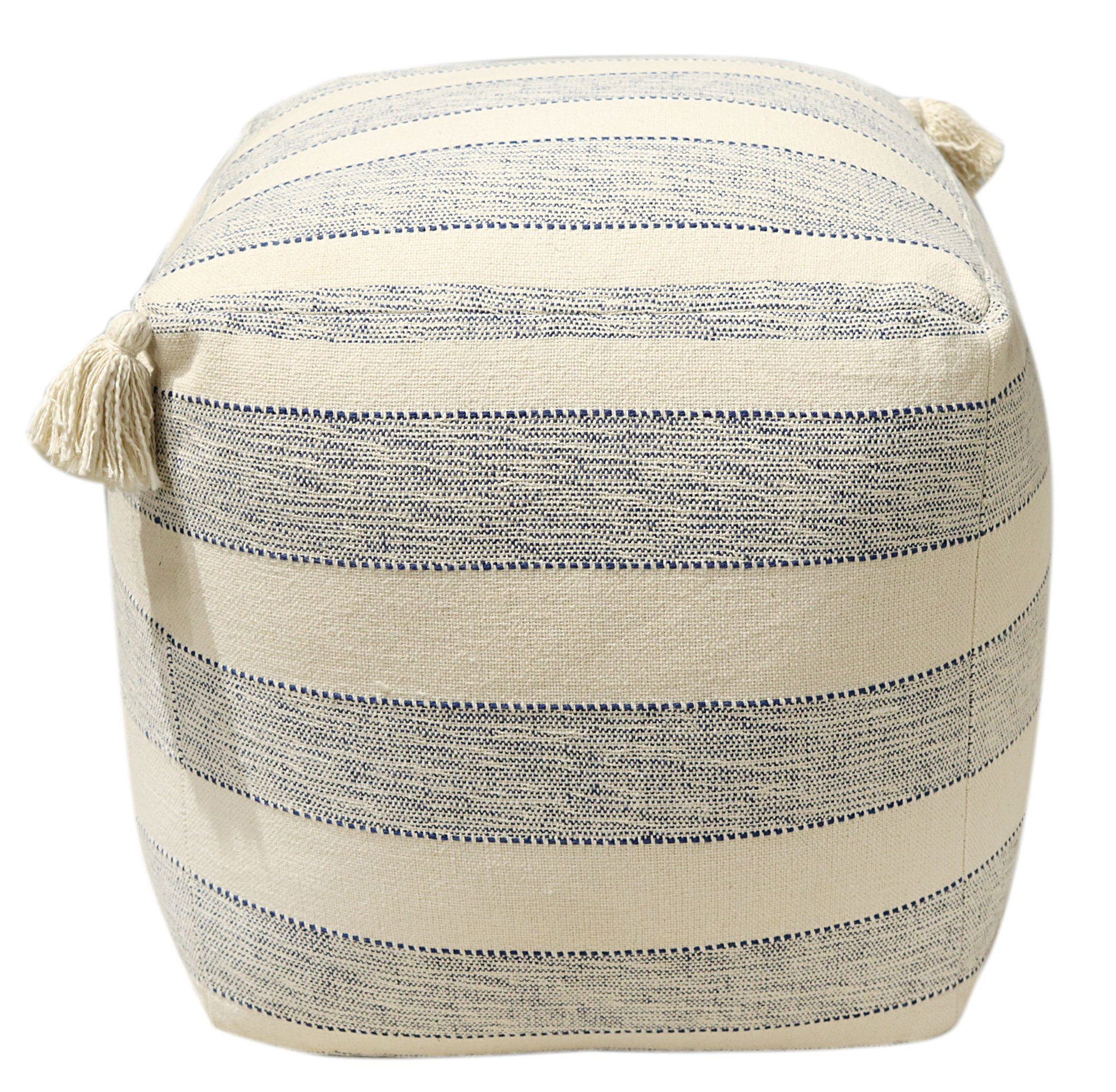 White Hand-woven Parson Pouf, 18" Cube, 18" Cube - Transitional - Floor Pillows And Poufs - by ...