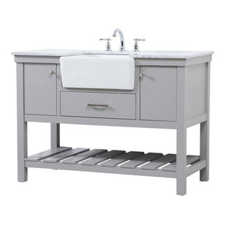 Elegant Decor Clement 48" Aluminum MDF Single Bathroom Vanity in Gray ...