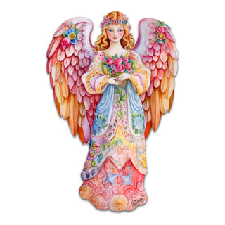 Pink Floral Angel Holiday Door Decor Christmas Decor - Traditional ...