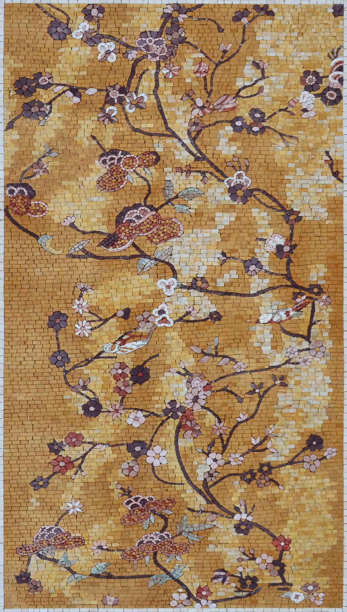 Japanese Mosaic Pattern, Floral, 41" x 74" - Contemporary - Tile Murals ...