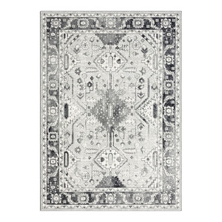 Riley Gray/Charcoal Medallion Classic Polyester Area Rug, 5' x 7 ...