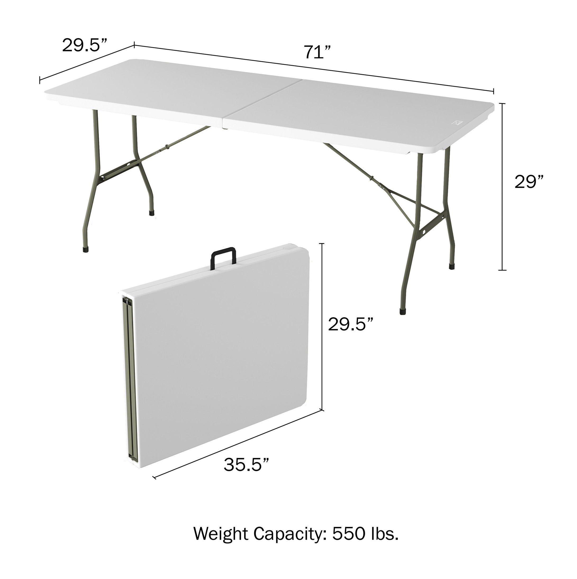6' Folding Table Indoor/Outdoor Table for Dining, Buffets, Crafts ...