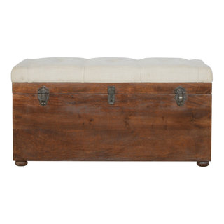 White Linen Storage Trunk - Transitional - Decorative Trunks - by ...