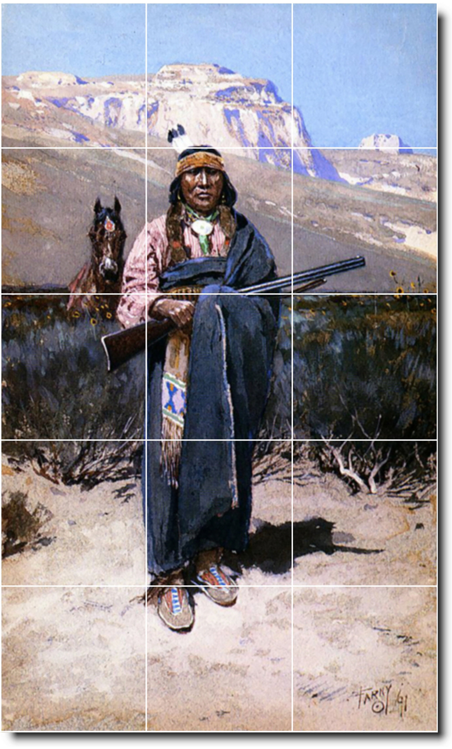 Henry Farny Western Painting Ceramic Tile Mural #89, 36" Wide x 60 ...