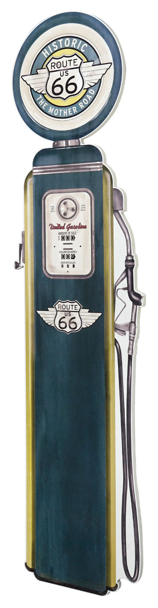 Licensed Historic Route 66 Gas Pump Wall Plaque, 60.5"x14.75", 60.5" H ...