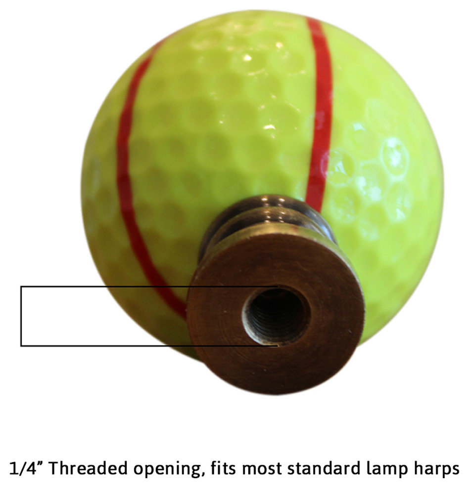 Tennis Ball Lamp Finial, Yellow with Red Stripe 2.25"h - Traditional ...