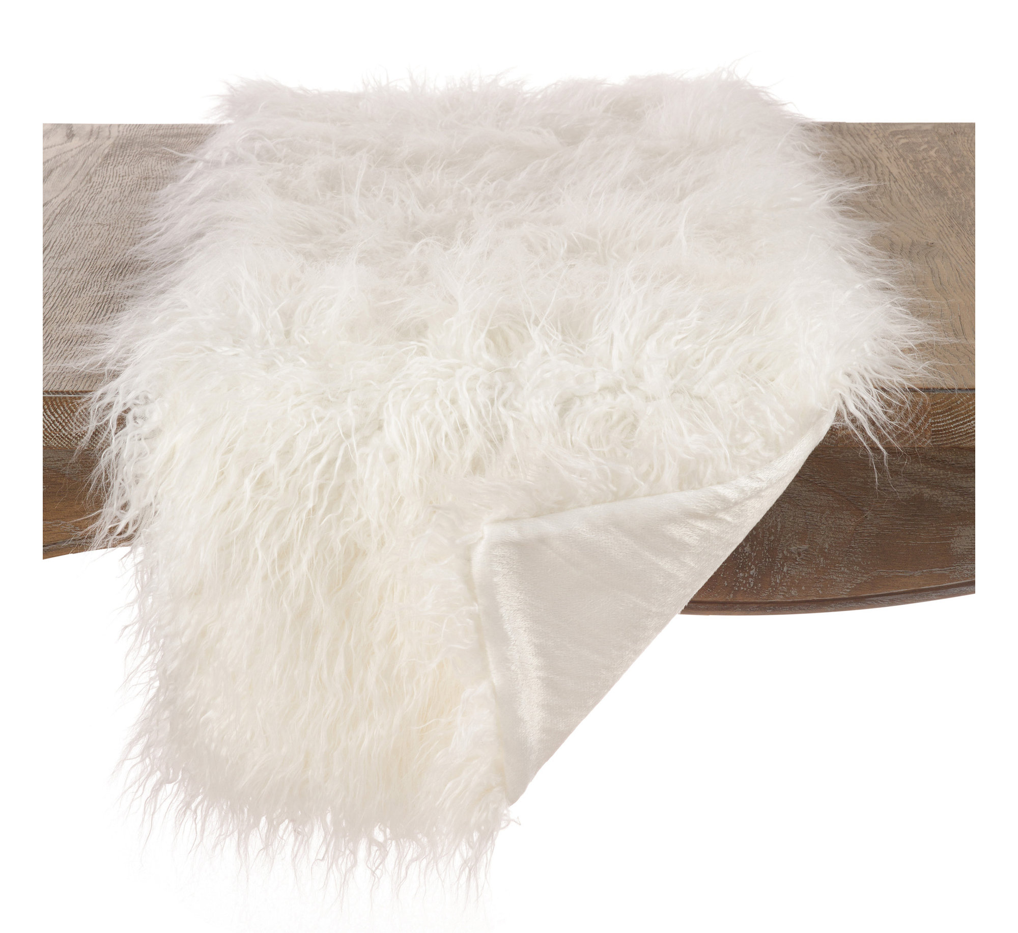 Mongolian Faux Fur Runner, Ivory, 16"x72", 16"x72" - Contemporary ...