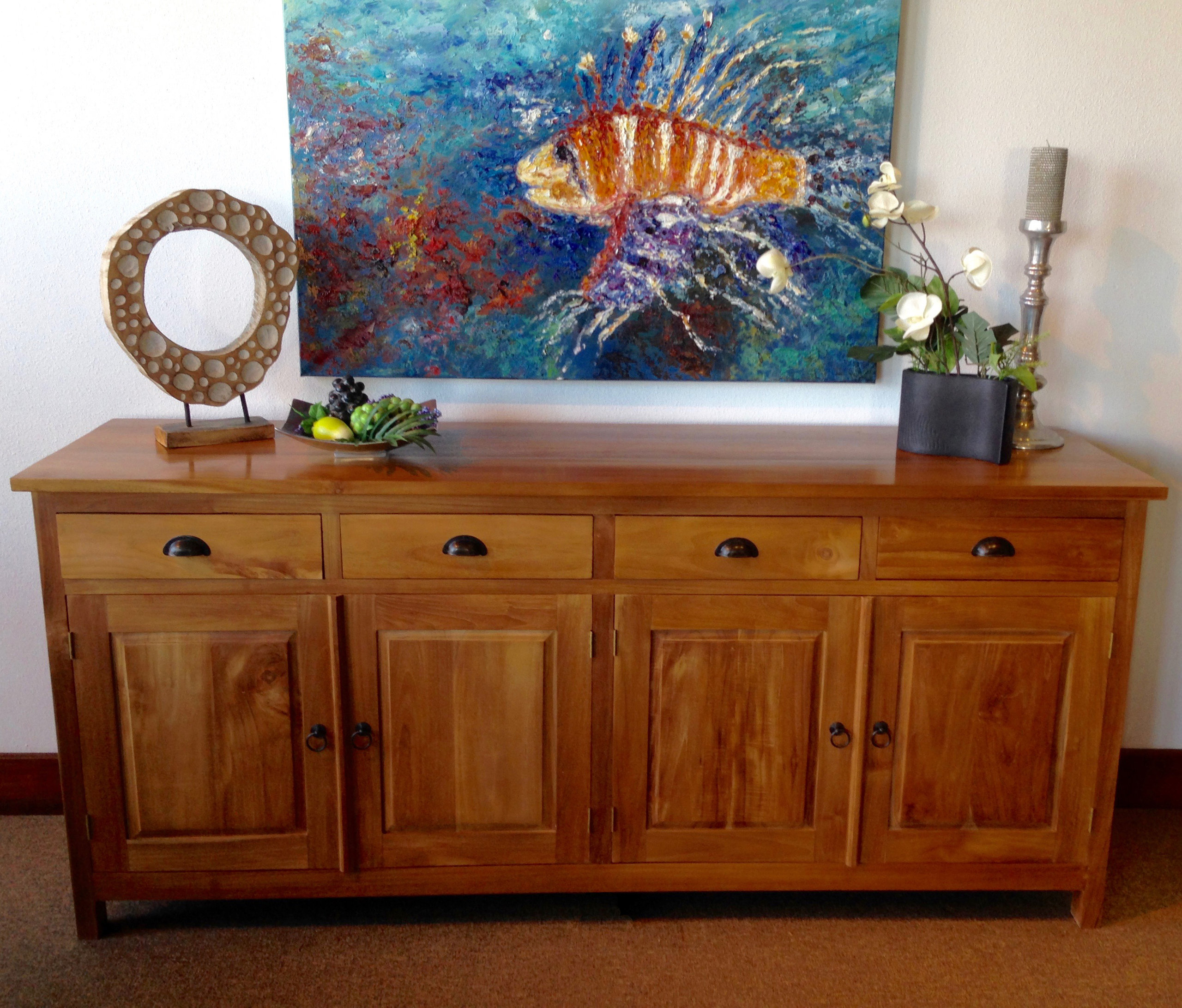 Waxed Teak Wood Paris Buffet Media Center Handmade From A Grade Teak