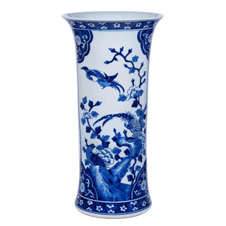 Traditional Blue White Ceramic Vase, Large, Large - Asian - Vases - by ...