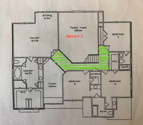 Hardwood direction in angled hallway