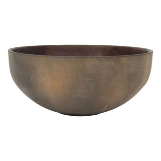 Rustic Limestone Tapered Bowl - Transitional - Outdoor Pots And ...