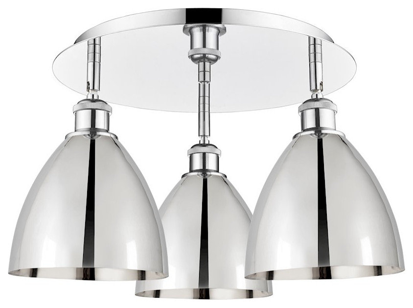 Innovations Ballston Dome 3-Light 19" Flush, Chrome/CH, 516-3C-PC-MBD-75-PC - Industrial - Flush ...