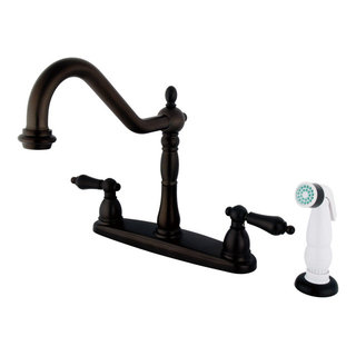 Heritage 8" Center Kitchen Faucet with Non-Metallic Sprayer ...
