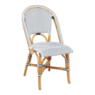 Leroy Rattan Dining Chair, Blue/ White - Tropical - Dining Chairs - by ...