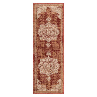 Rug Unique Loom Utopia Peach Runner 2' 0 x 6' 0 - Traditional - Hall ...