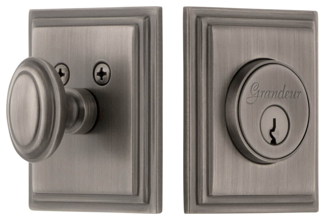 Grandeur Carre Square Single Cylinder Deadbolt - Transitional - Door ...